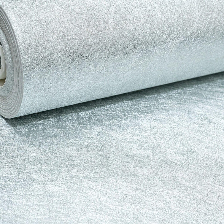 Metro Lane Cheniqua Silver Textured Metalic Vinyl Wallpaper 10m X 53cm